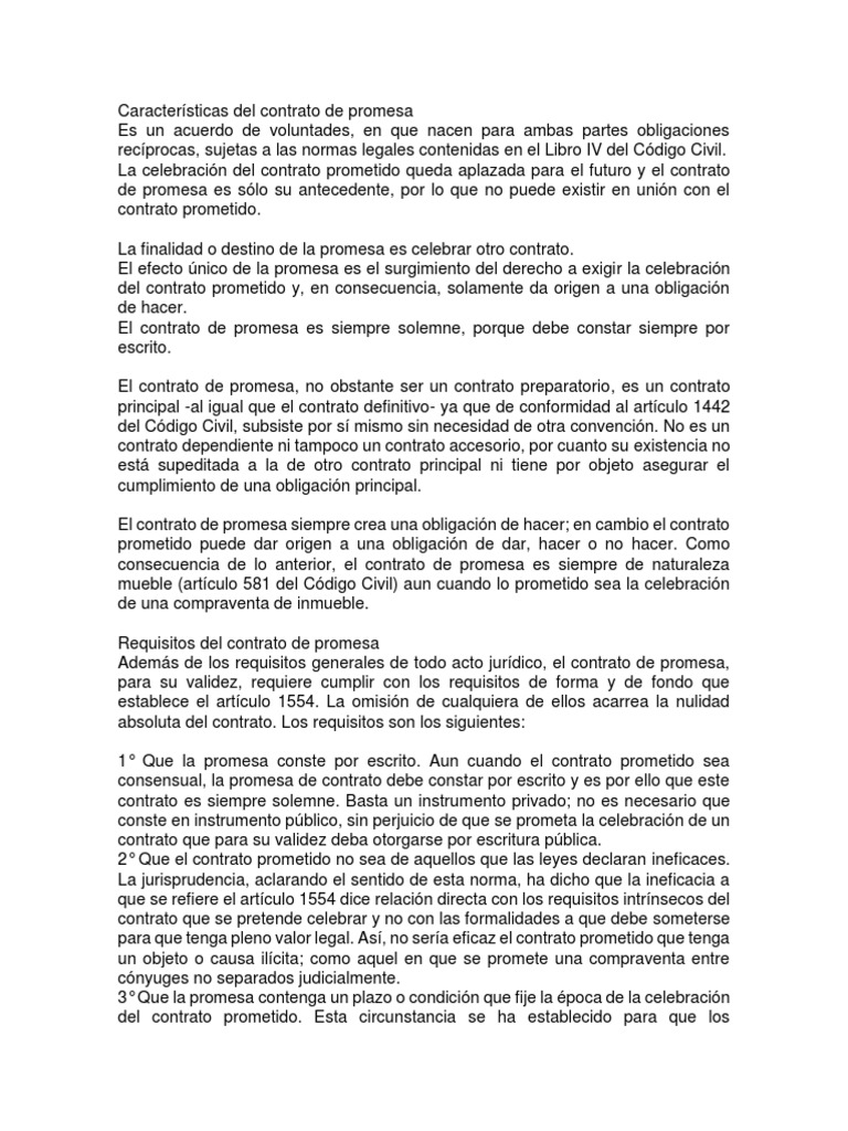 Características Del Contrato de Promesa | PDF | Propiedad | Derecho ...