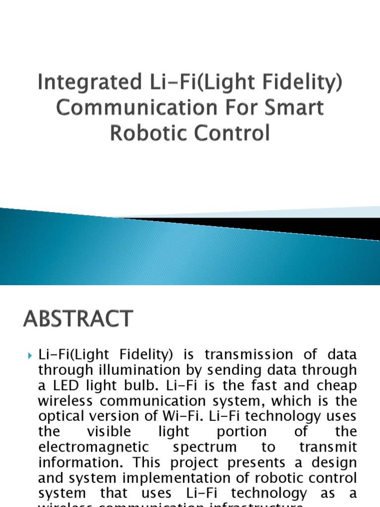 Integrated Li-Fi Communication For Smart Robotic Control | PDF
