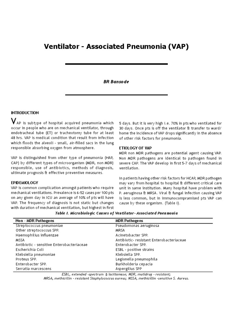 72 Ventilator Associated Pneumonia PDF | PDF | Pneumonia | Medicine