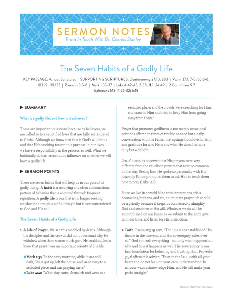 Seven Habits of A Godly Life | PDF | Gospel Of Mark | Jesus