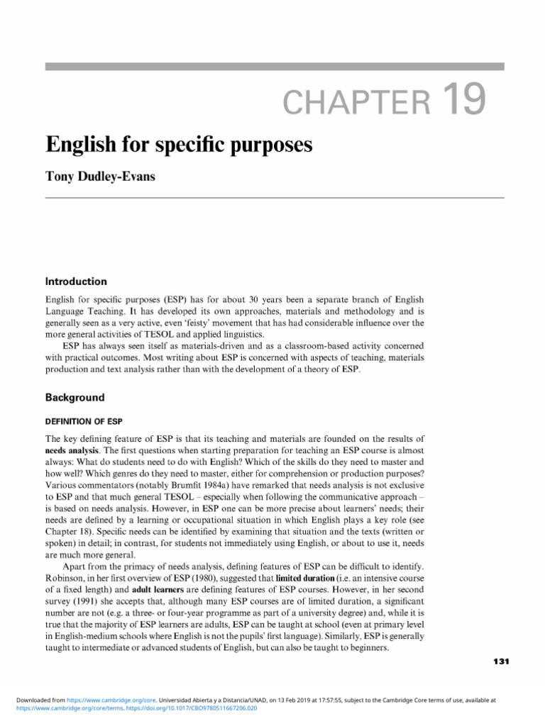 English For Specific Purposes | PDF | English As A Second Or Foreign ...