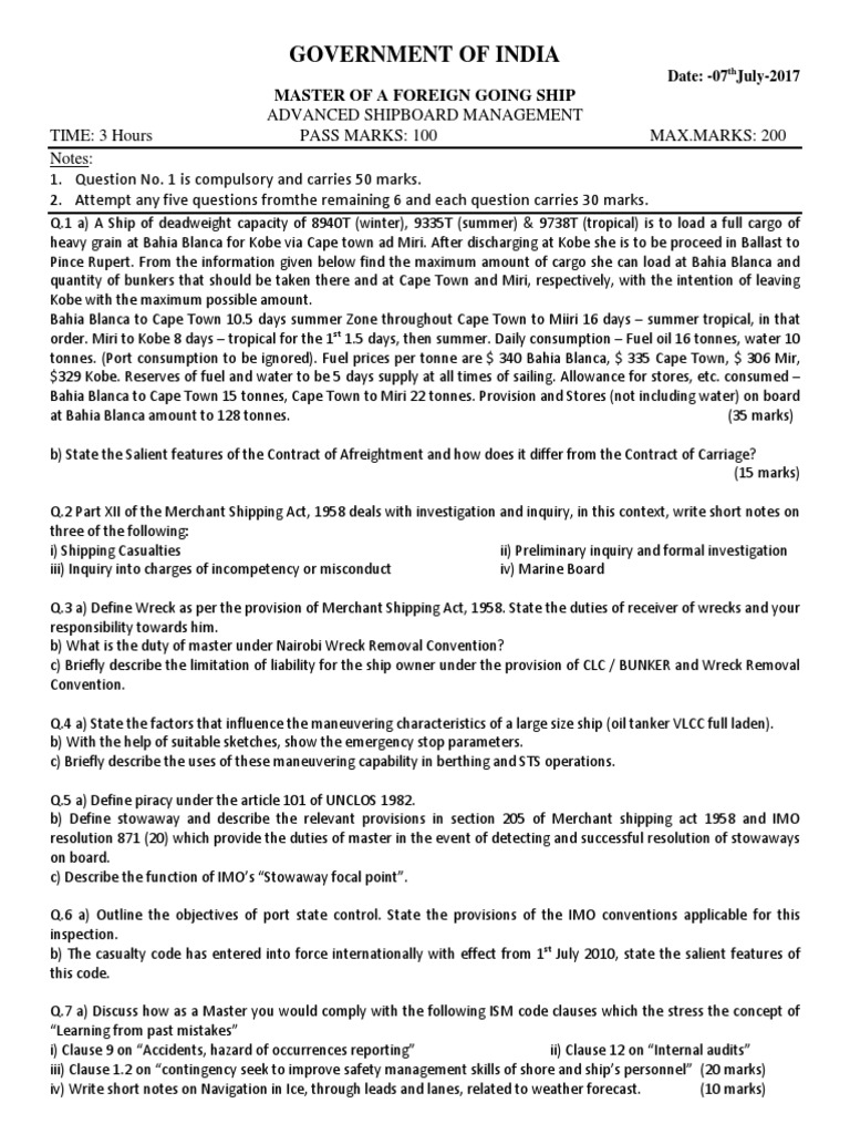ASM Past Papers | PDF | Mir | Marine Salvage