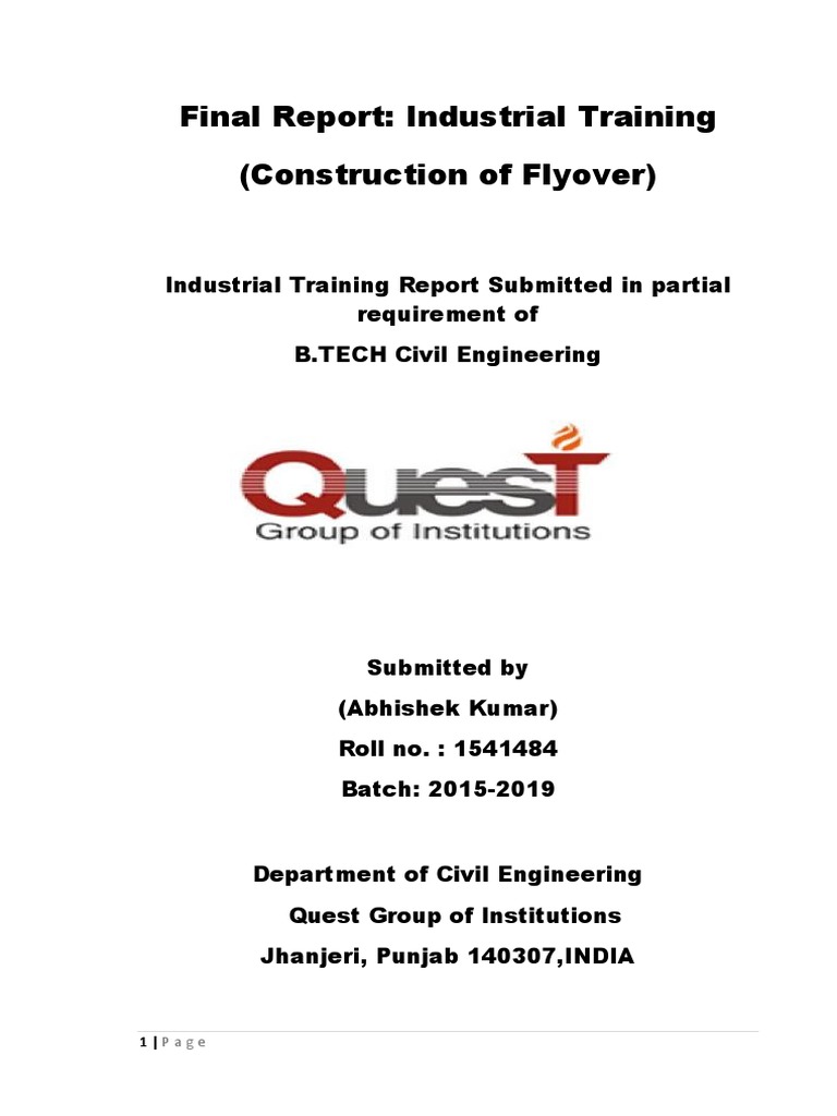 Industrial Training Report: Construction of Flyover | PDF | Prestressed Concrete | Deep Foundation