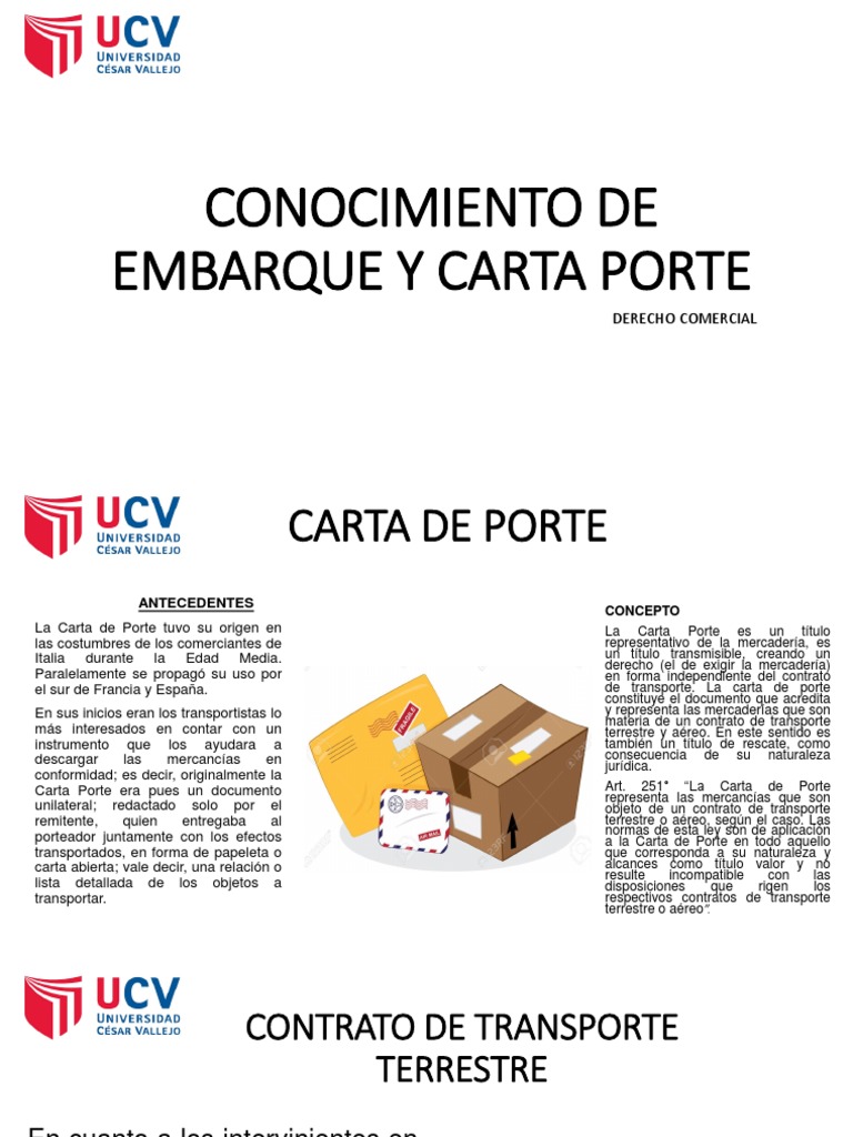 Carta de Porte y Conocimiento de Embarque | PDF | Guía de carga | Bienes