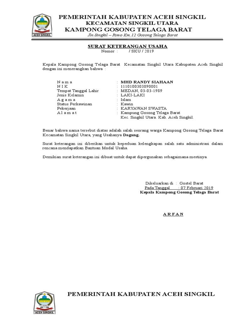 Surat SKU Dan SKBB | PDF