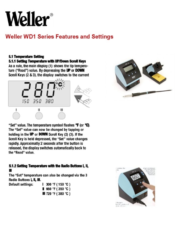 Weller WD1 Series Specs & Settings | PDF | Technology & Engineering