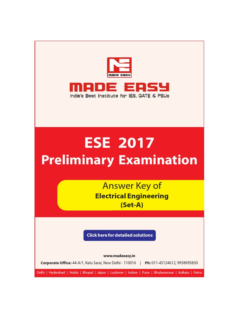 ESE 2017 Electrical Engineering Answer Key Set-A | PDF | Electrical ...
