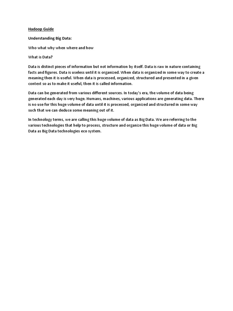 Hadoop Guide Understanding Big Data | PDF