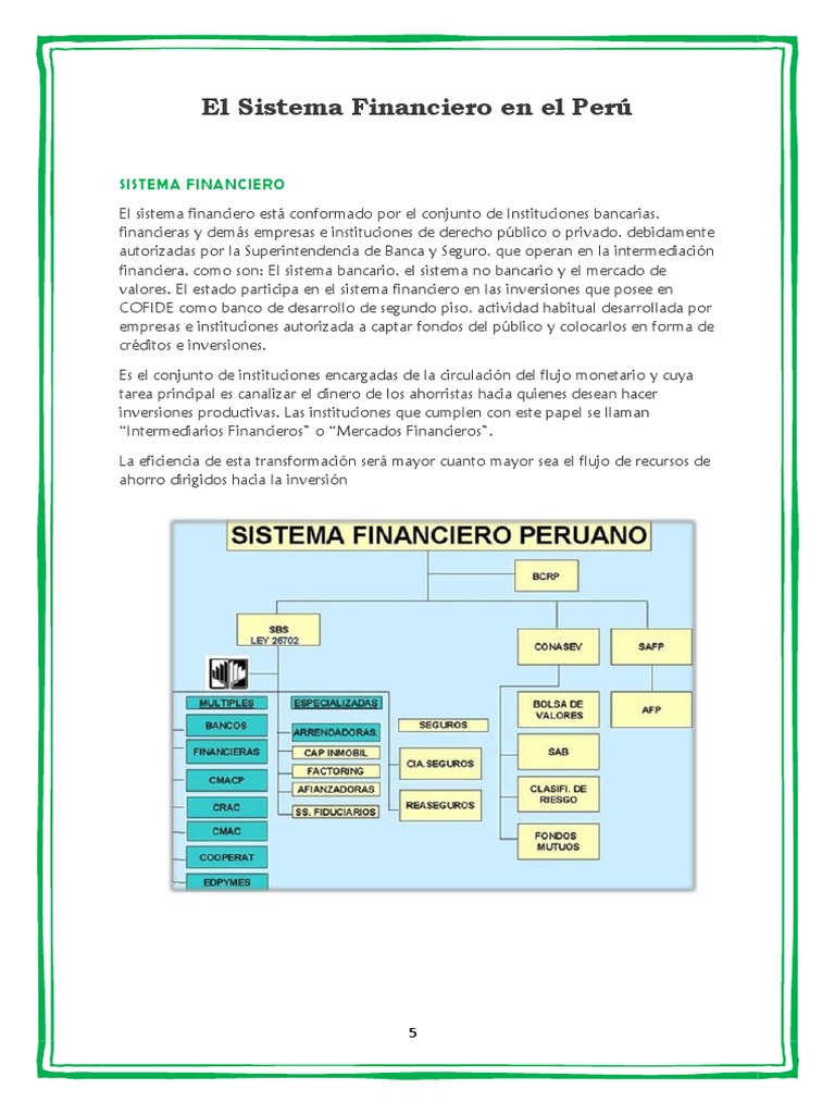 El Sistema Financiero en El Perú | PDF | Sistema financiero | Bancos