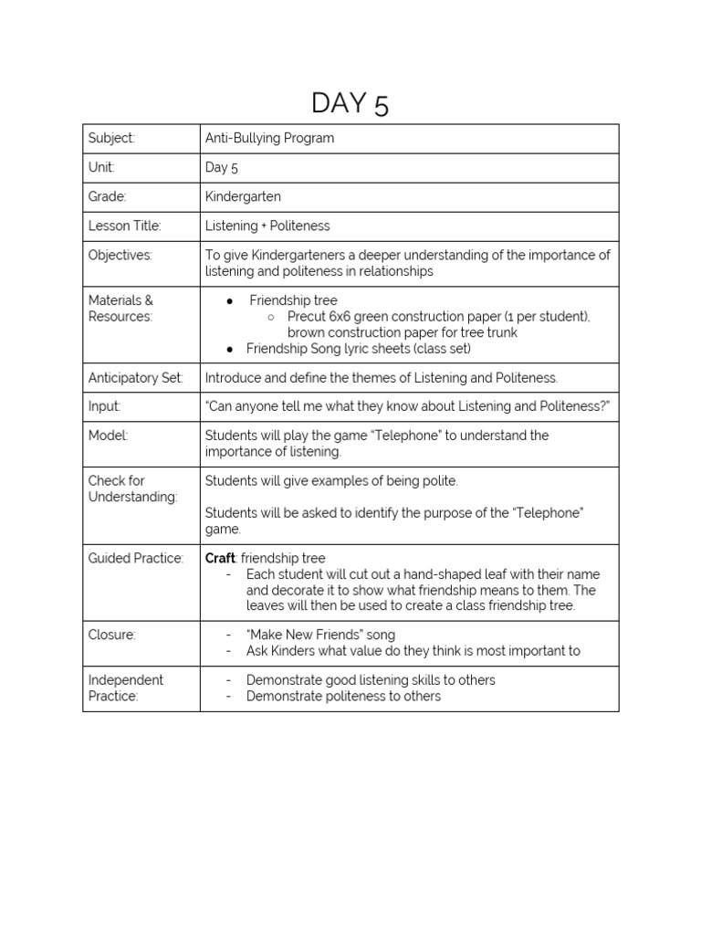 Day 5 Lesson Plan | PDF | Cognitive Science | Psychological Concepts