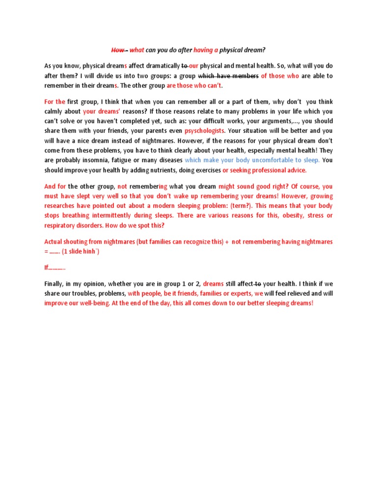 How What Having A: - Can You Do After Physical Dream? | PDF | Career ...