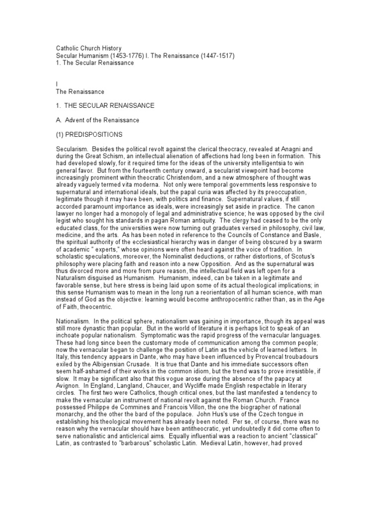 6 Catholic Church History Part II I-Vii | PDF | Pope | Renaissance