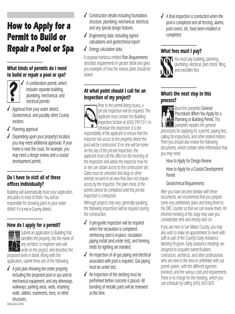 How To Apply For A Permit To Build or Repair A Pool or Spa: 11014.vp Ds ...