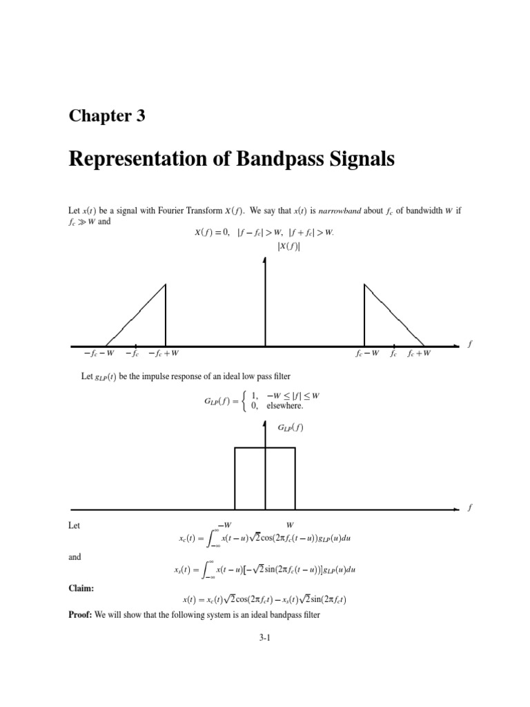 Representation of Bandpass Signals | PDF | Telecommunications Engineering | Signal Processing