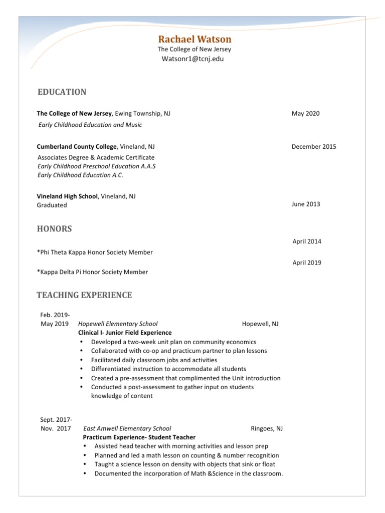 Education Resume | PDF | Early Childhood Education | Teachers