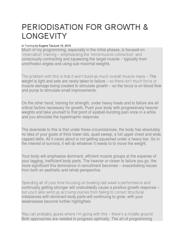 Eugene Teo Training Philosophy | PDF | Muscle Hypertrophy | Muscle