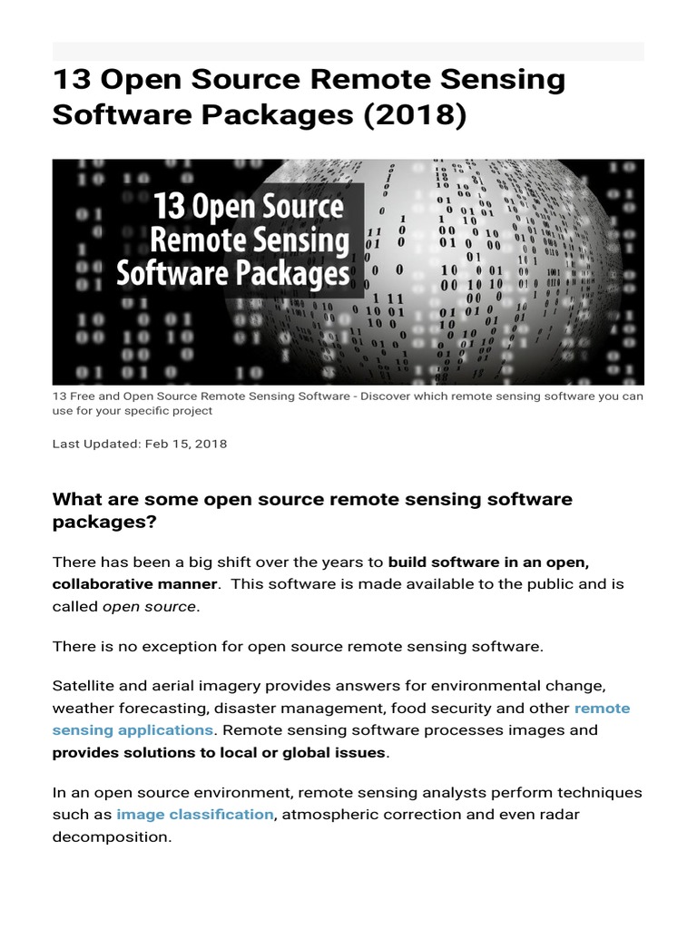 TMP - 10823-13 Open Source Remote Sensing Software Packages (2018) - GIS Geography-134959210 ...