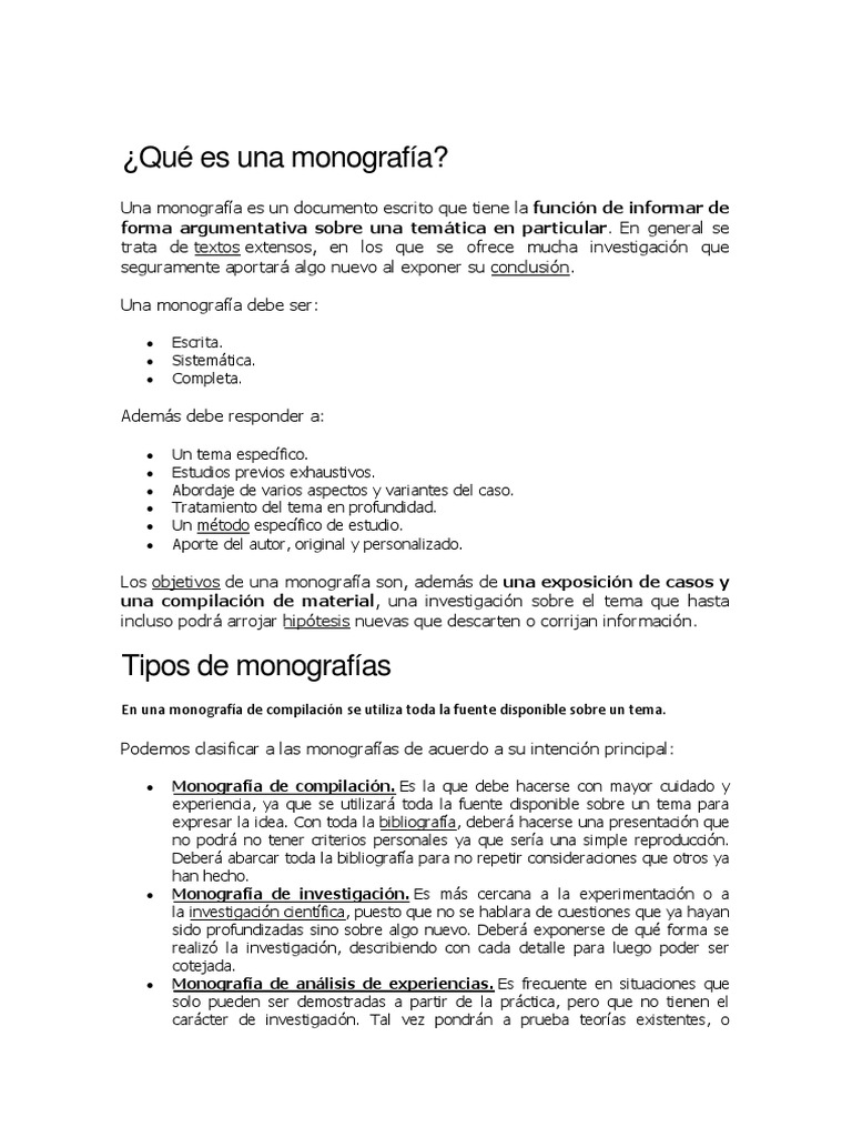 Qué Es Una Monografía Pdf Compilador Información