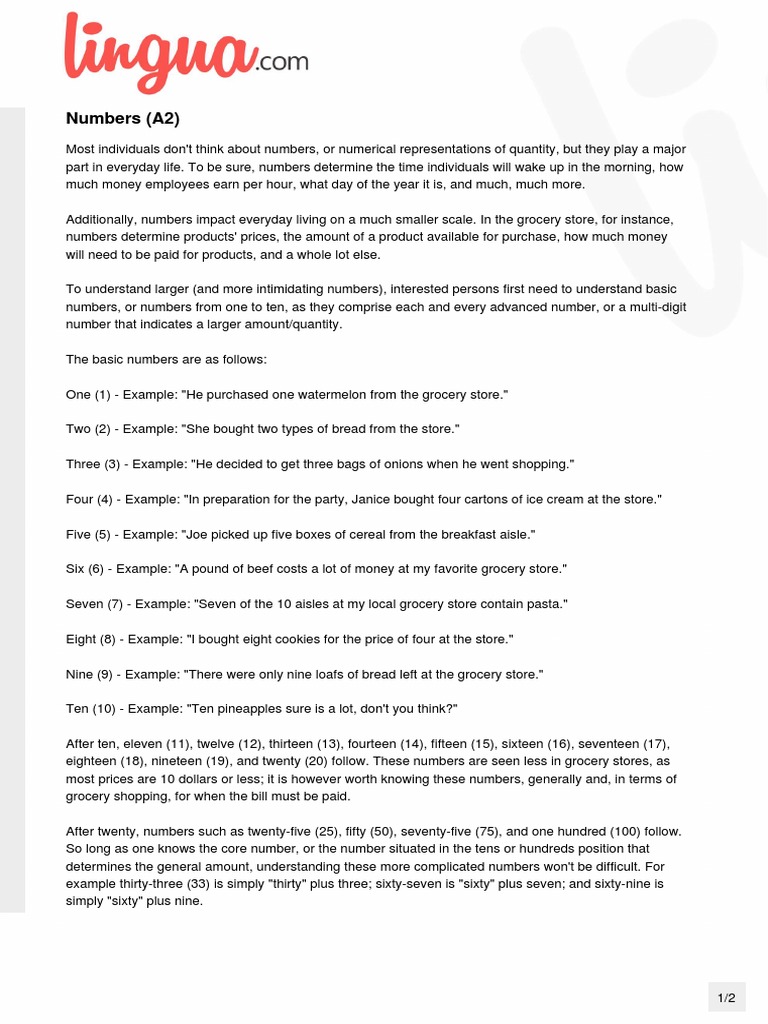 English Text Numbers | PDF | Grocery Store | Retail