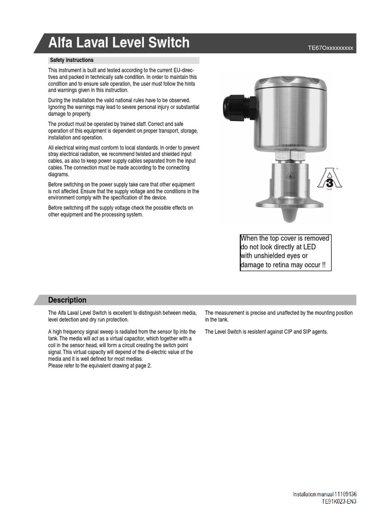 Instruction Manual Alfa Laval Level Switch (Recuperado) (Recuperado ...