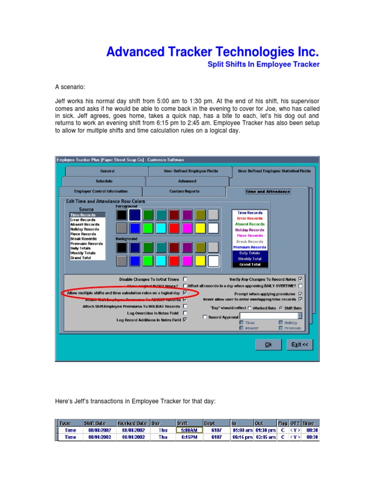 Split Shift Management in Employee Tracker | PDF