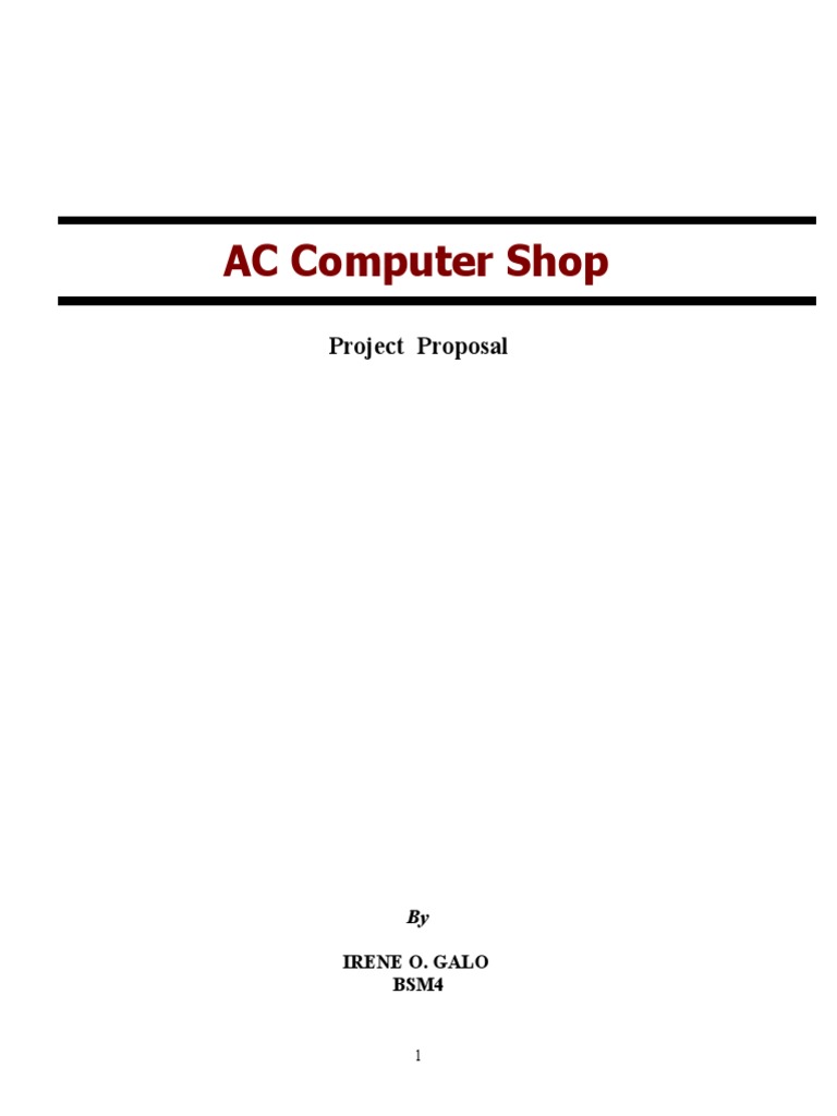 AC Computer Shop: Project Proposal | PDF | Sole Proprietorship ...