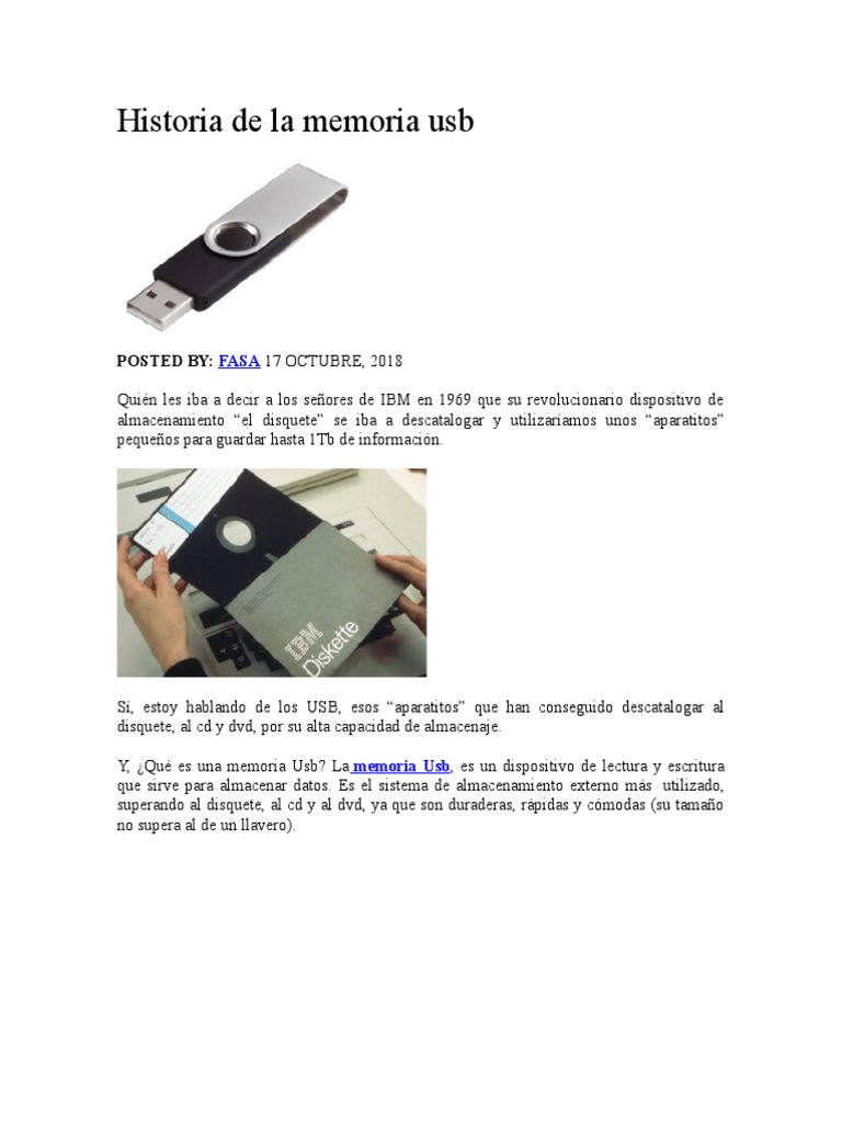 Historia de La Memoria Usb | PDF | Memoria USB | USB