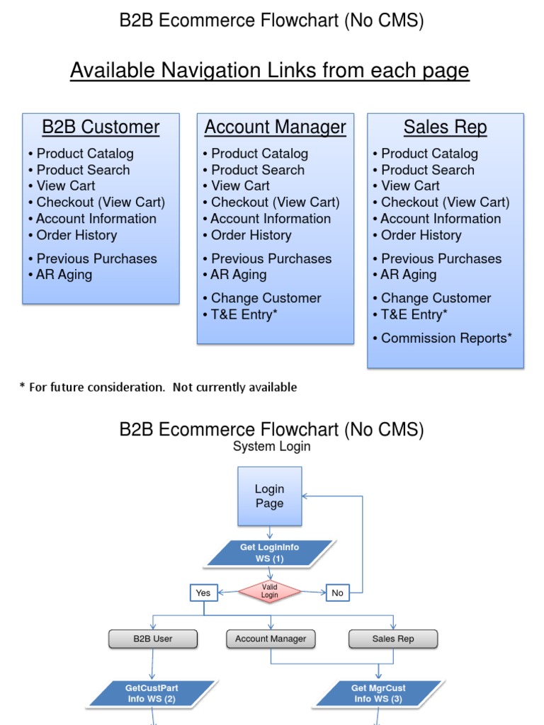 B2B Ecommerce Flowchart (No CMS) | Download Free PDF | E Commerce ...