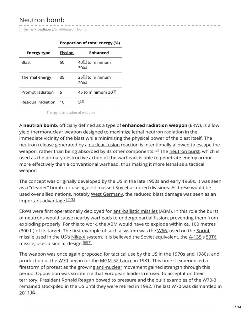 The Concept and Development of Neutron Bombs: Maximizing Lethal Neutron ...
