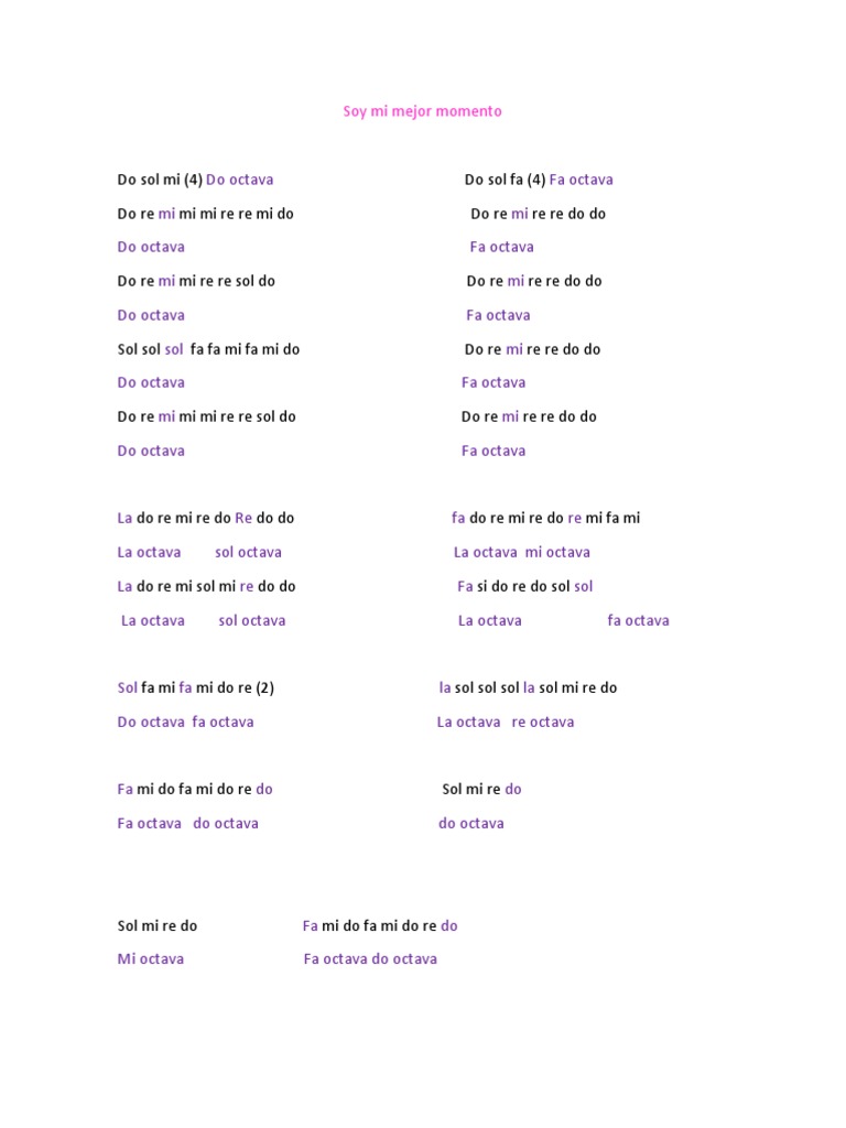 Partitura de "Soy mi mejor momento" | PDF | Artes del Lenguaje y ...