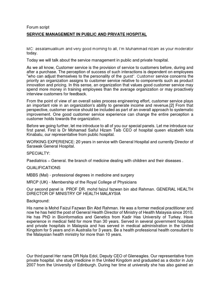 Forum Script | PDF | Hospital | Physician