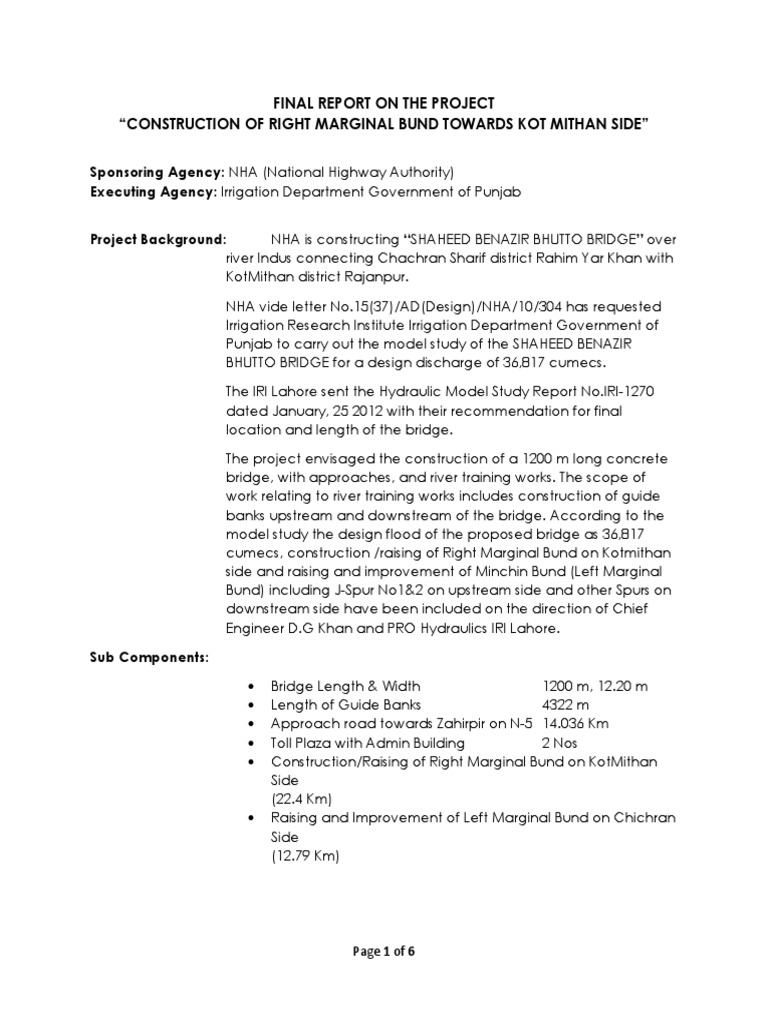 Right Marginal Bund Report | PDF