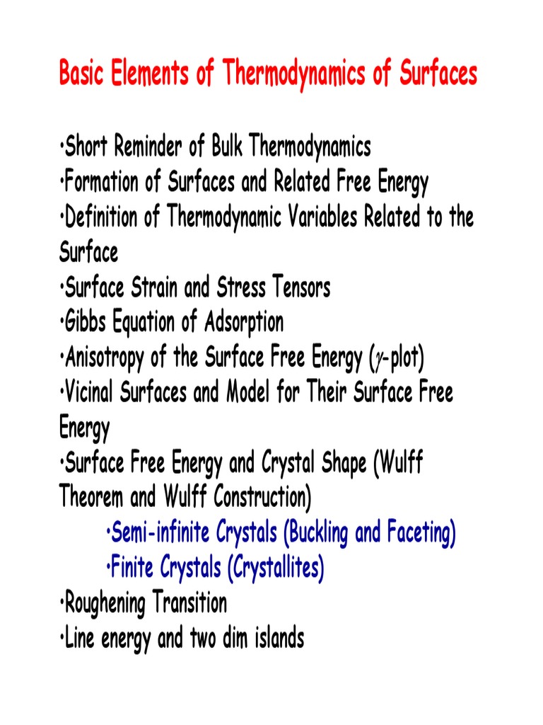 Surface Free Energy in Thermodynamics | PDF | Angle | Continuum Mechanics