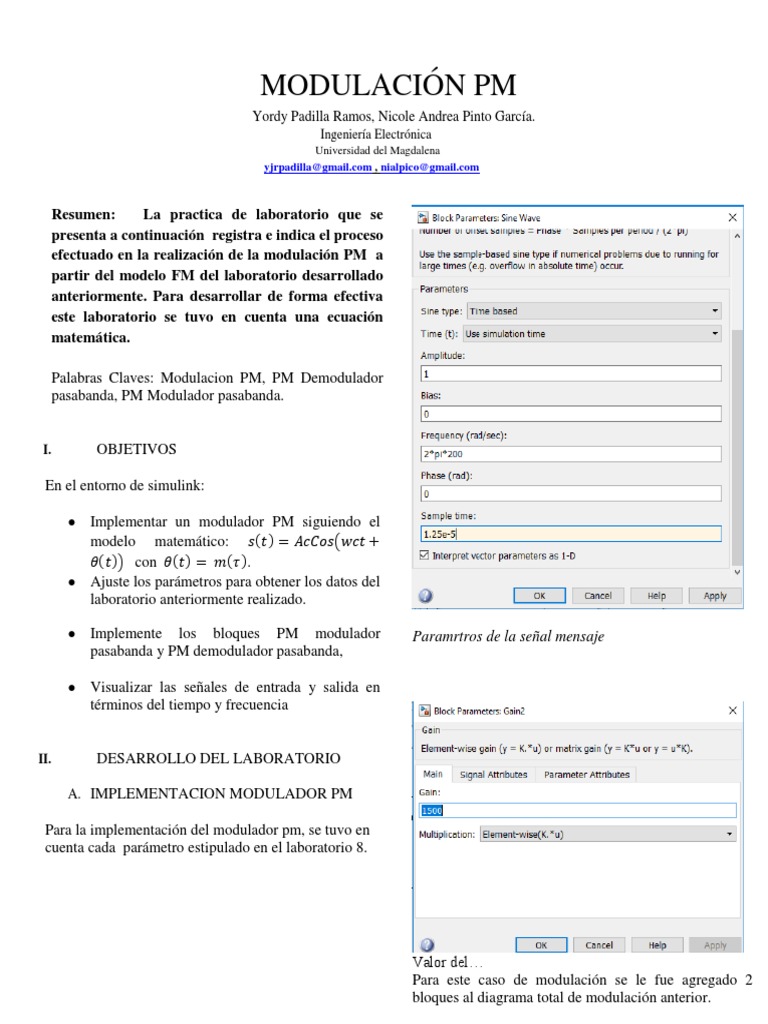 Implementación de Modulación PM en Simulink | PDF | Modulación ...