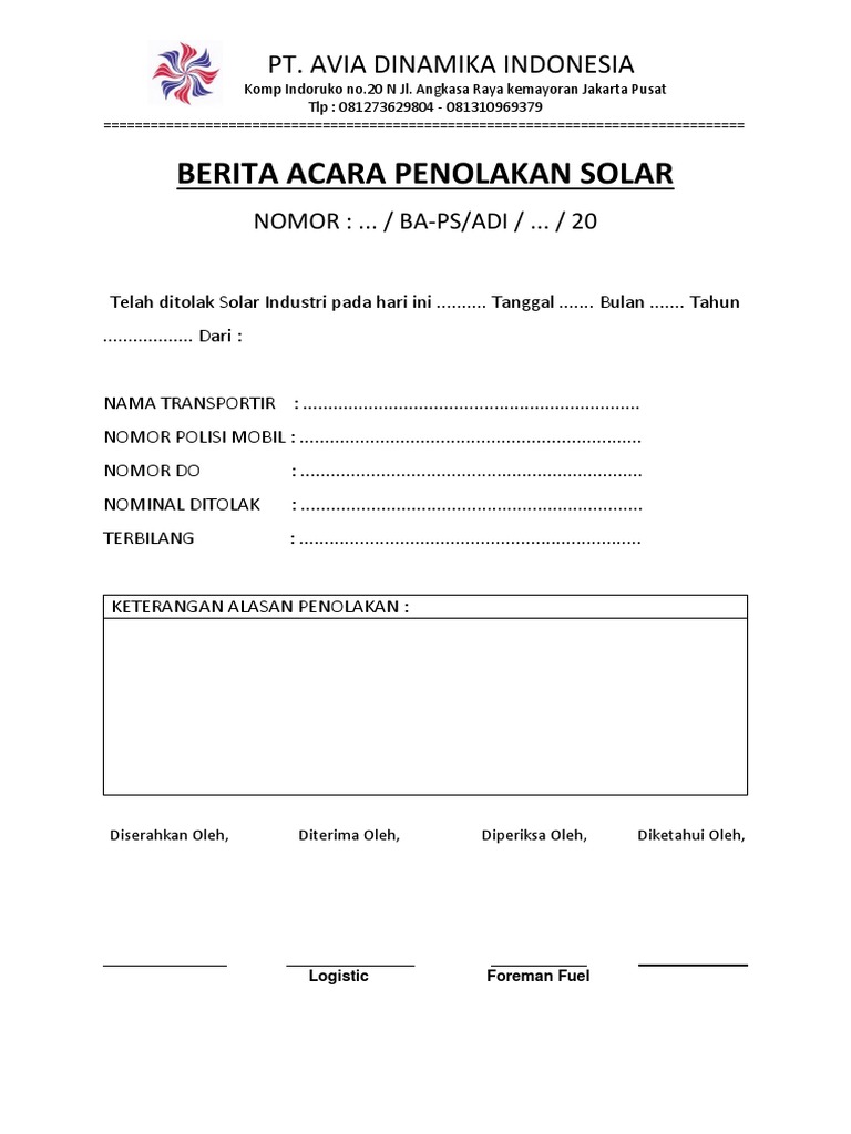 Berita Acara Solar HH | PDF