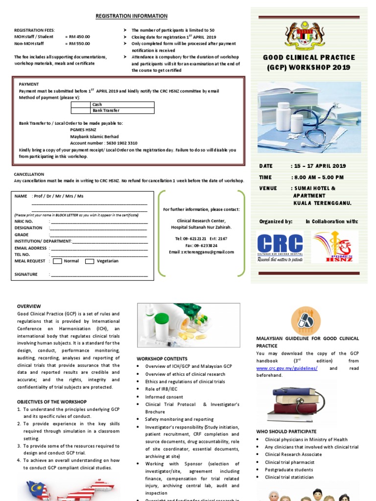 Good Clinical Practice (GCP) Workshop 2019: Registration Information ...