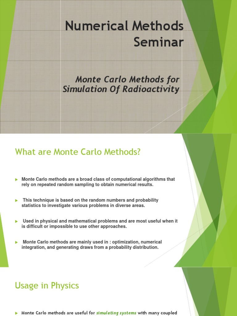 Monte Carlo Simulations of Radioactivity Using Python | PDF | Monte Carlo Method | Radioactive Decay