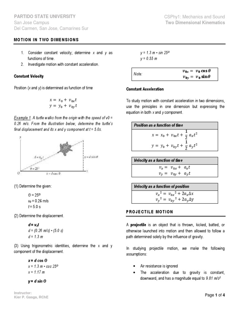 2D Kinematics | PDF | Acceleration | Kinematics