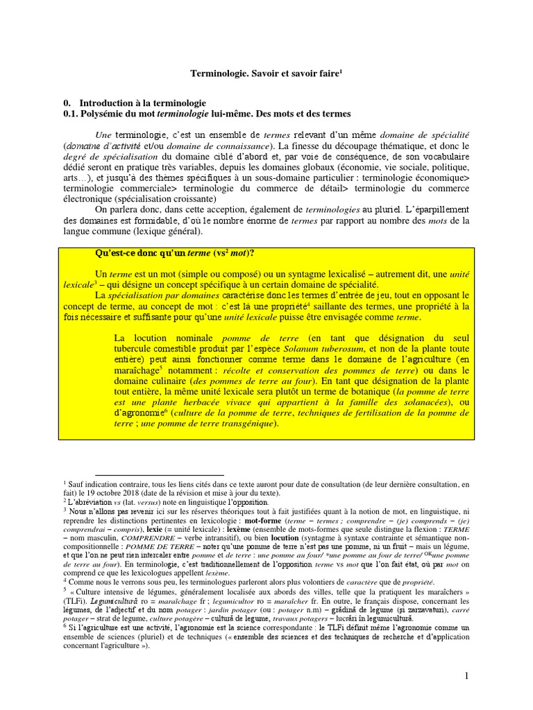 Terminologie : Concepts et Spécialités | PDF | Lexique | Langue française