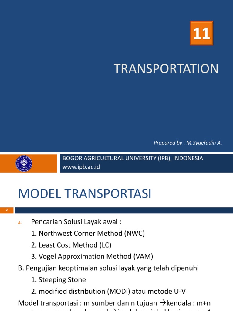 MODEL TRANSPORTASI Pak Syaefudin 11 | PDF