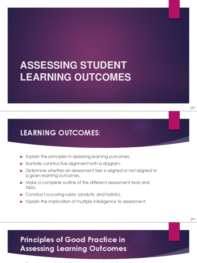 Assessing Student Learning Outcomes | PDF | Educational Assessment ...