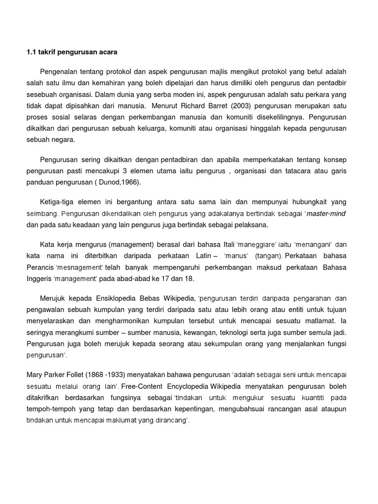 Takrif Pengurusan Acara | PDF