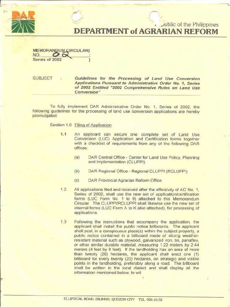 Notice of Land Use Conversion Application (LUC Form No. 1 To LUC Form 3 ...