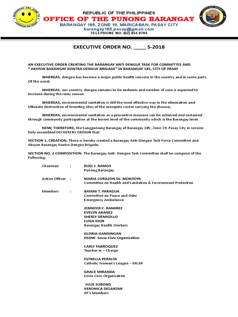 Executive Order 2018-Anti Dengue Task Force | PDF | Public Health ...