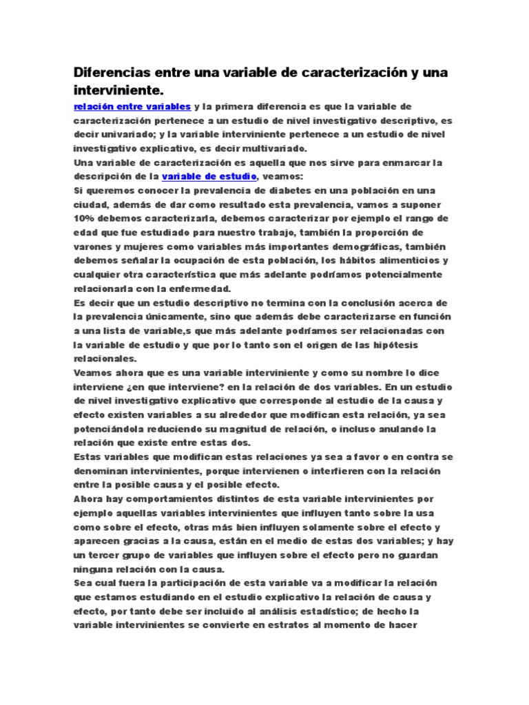 Variables de caracterización e intervinientes | PDF | Hipótesis ...