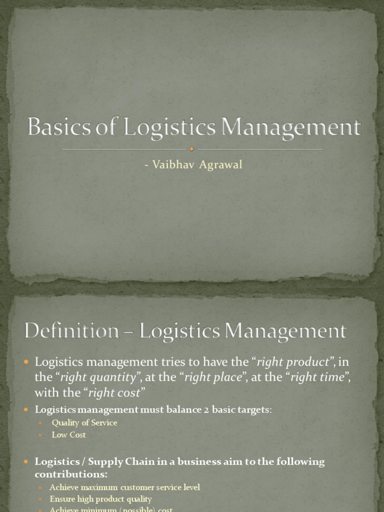 Basic of Logistics Management - 1553484948 PDF | PDF | Cargo | Logistics