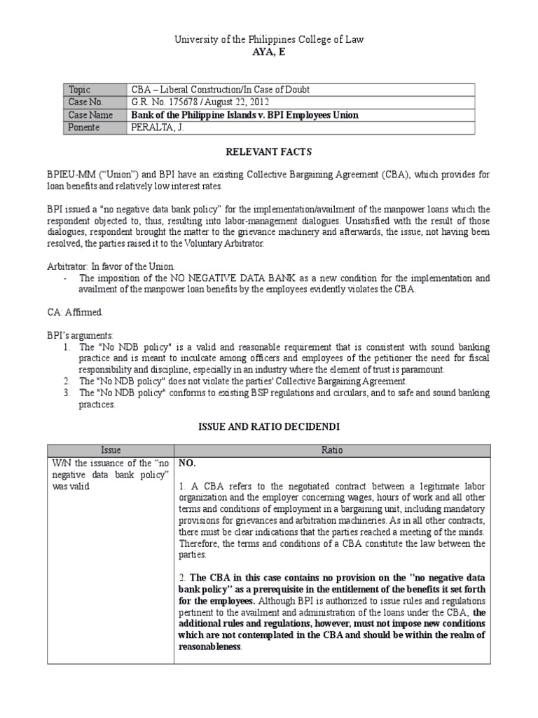 BPI v. BPI Employees Union | PDF | Collective Agreement | Collective ...
