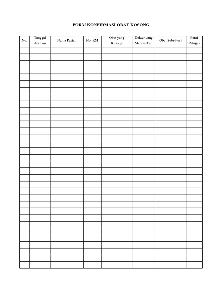 Form Konfirmasi Obat Kosong | PDF