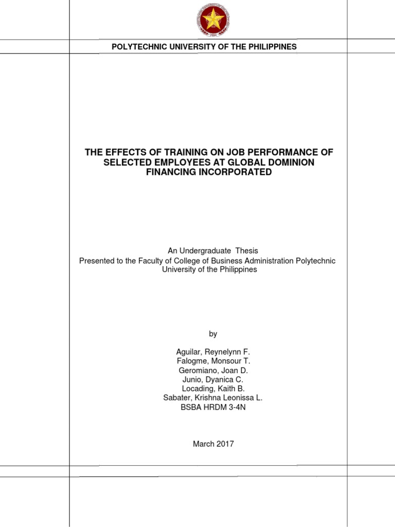 Effects of Training on Job Performance | PDF | Survey Methodology ...