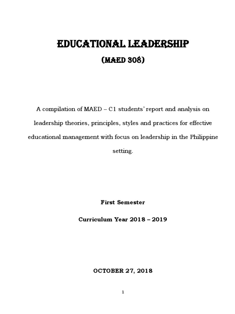Educational Leadership: (MAED 308) | PDF | Leadership | Motivation